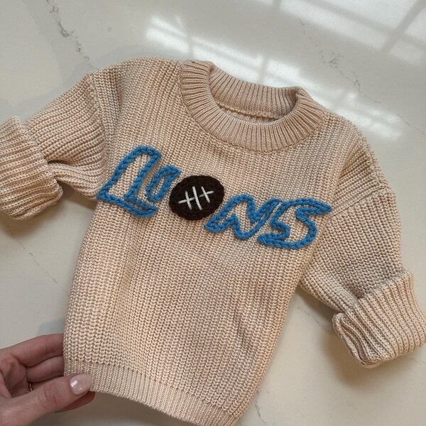 Heart and Name Embroidered Sweater, Knitted Baby Sweater, Personalized ...