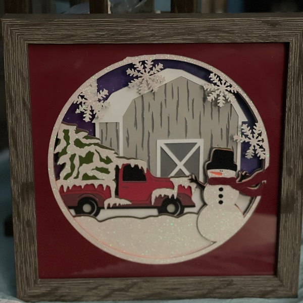 Winter Scene Shadow Box Svg, Shadow Box Svg, Christmas Shadow Box Svg ...