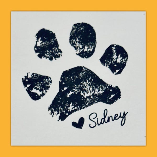 Dog Paw Print Stamp, Pet Print Autograph Stamp Name Custom Rubber or ...