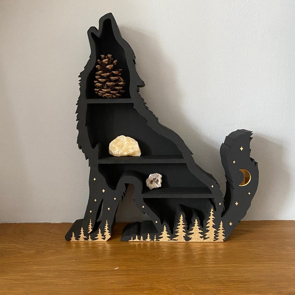 Coppermoon Handmade Wolf Shelf, Wolf Wall Art, Wolf Wall Decor, Crystal ...