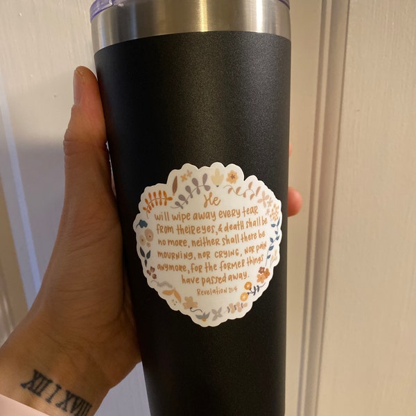 Christian Stickers | Revelation 21:4 Sticker | Bible Verse Quotes ...