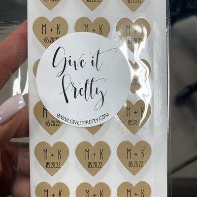 108 Custom Heart Stickers With Initials and Date Wedding Stickers and ...