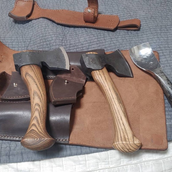 Small Bearded Axe With Short Handle and Leather Wrapping, Viking Axe ...