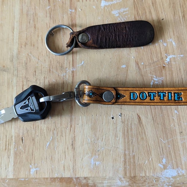 Personalized Southwestern Leather Key Fob - Handmade Western Keychain ...