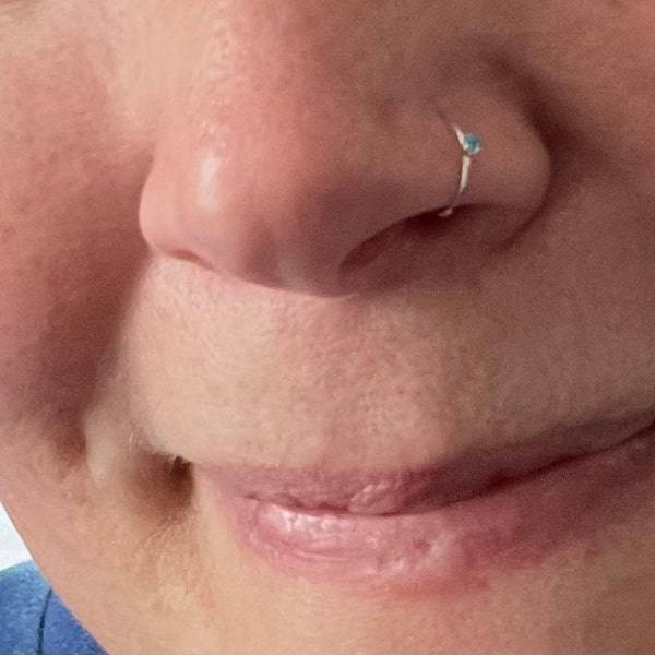 Tiny Nose Hoop, Silver Nose Hoop, Tiny Nose Ring, Tiny Nose Ring, CZ ...