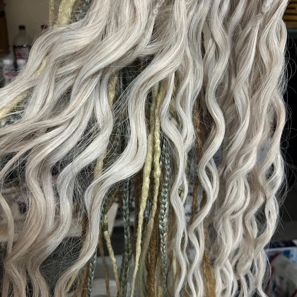 Curly Platinum Blonde Dreads Wavy Synthetic Double or Single Ended ...