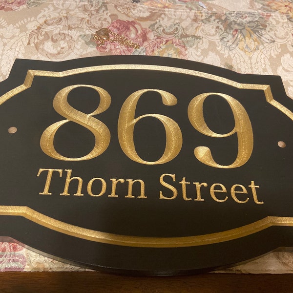 15"x 10" Classic House Number Engraved Plaque, Ready to Hang Custom ...