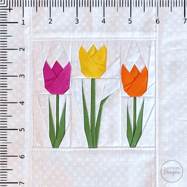 Tulip Mini Quilt - Paper Piecing Pattern - Flower Pattern - Etsy