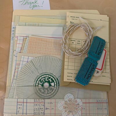Vintage Ledger Graph Office Paper Scrap Pack Junk Journal Ephemera Kit ...
