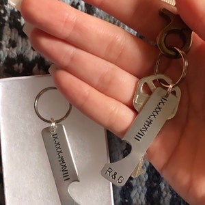 Roman Numeral Keychains, Engraved Keychains, Couples Keychain, His and ...