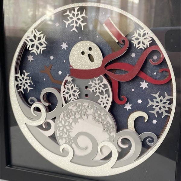 3D SNOWMAN Svg 3D Christmas Svg WINTER Shadow Box Svg for Cricut for ...