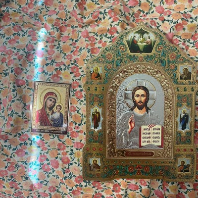 Folding Wooden Icon Double Icon Jesus Christ Mother of God Orthodox ...