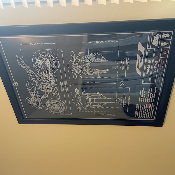 Yamaha YZF-R1 (2020) Minimalistic Blueprint - Motorcycle Poster - Etsy