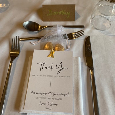 Charity Pin Wedding Favour Cards, in Lieu of Favours Cards, Charity ...