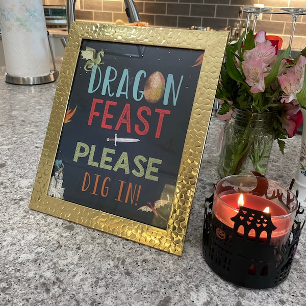 Dragon Food Sign Dragon Birthday Party Printables Dragon Feast Boy ...