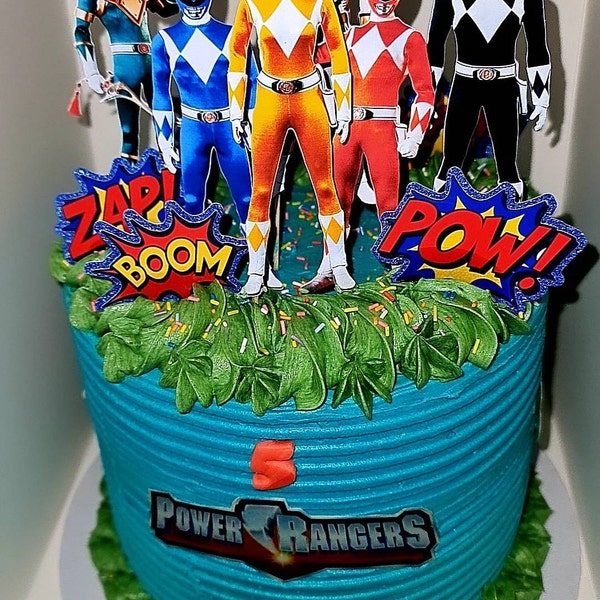 8pcs Boom Crash Pow Cake Toppers Glitter Superhero Spider-man Avengers ...