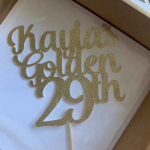 Golden Birthday Cake Topper, Custom Golden Birthday Cake Topper - Etsy
