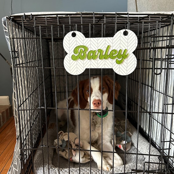 Personalized Wooden Dog Crate Sign, Puppy Kennel Nameplate, Custom ...