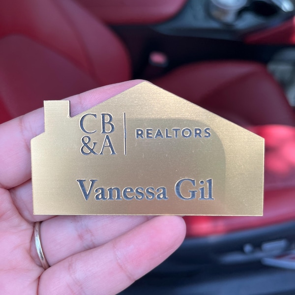 Laser Engraved House-shaped Magnetic Realtor Name Badge - Etsy