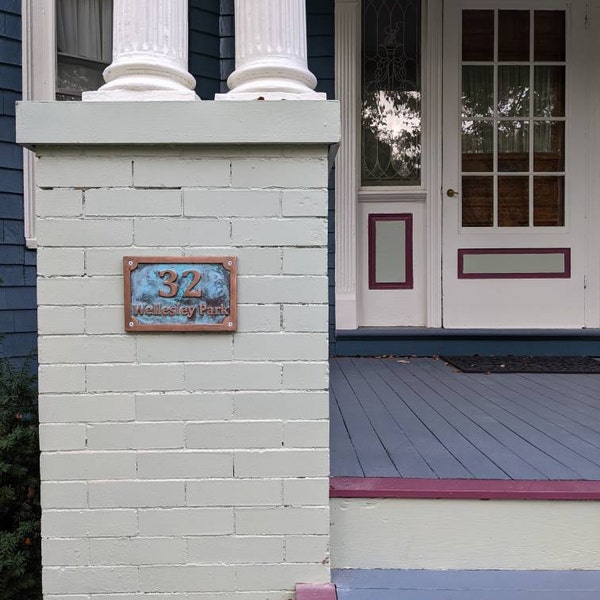 Cast Copper With Verdigris Background House Decorative Plaque Sign ...