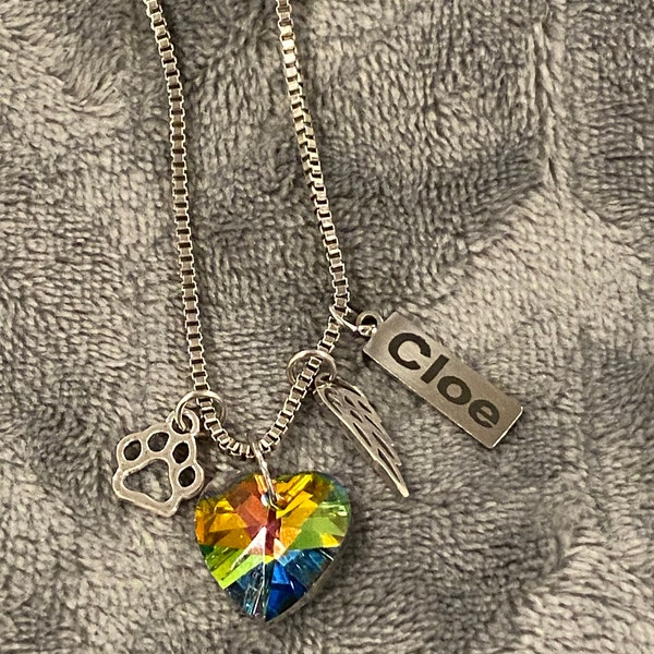 Pet Loss Rainbow Bridge Heart Necklace | Pet Loss Sympathy Gift | Cat ...