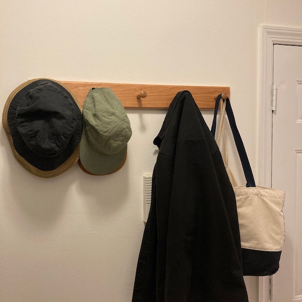 Solid Cherry Shaker Peg Rack - 18 to 58" 3-10 Pegs Handmade in the USA ...