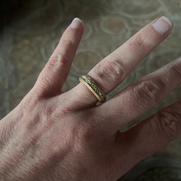 Wood Nature Wedding Rings, Engagement Flower Ring, Light Women Wooden ...