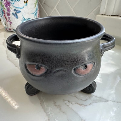 Tentacle Mug in Charcoal Black Glaze With Red Mottled Spots, Made to ...