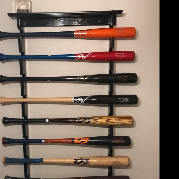 Baseball Bat Rack for 8 Full Sized Baseball Bats With Trophy or Ball ...
