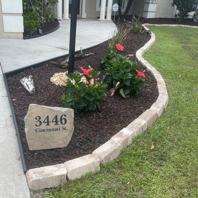 Modern House Address Rock Engraved Stone Custom Stone Personalized ...