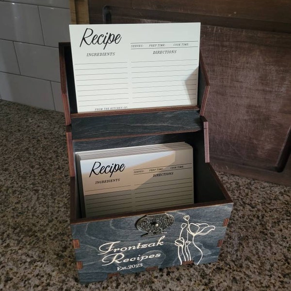 Personalized Dandelion Wood Recipe Box, Engraved With Dividers & Cards ...