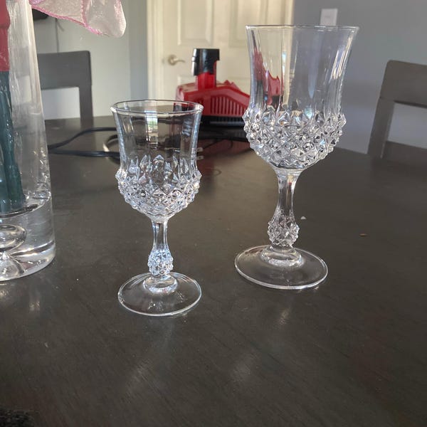 Stunning Vintage Crystal Wine Goblets. Beautiful Floral Design. Perfect ...