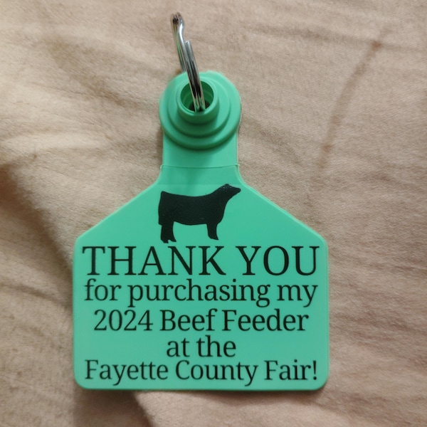 Custom Ear Tag Keychain-thank You County Fair-stockman Eartags-market ...