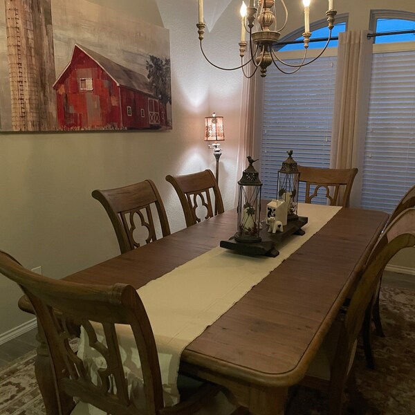 Rustic Cream Cotton Table Runner: Farmhouse Ruffled Decor - Etsy