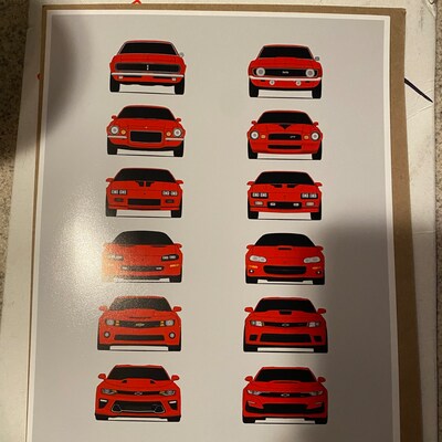 Chevy Camaro Generations 1967-present Inspired Car Poster Print Wall ...