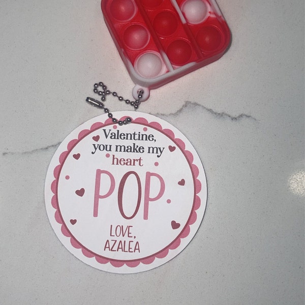 Shipped Valentine You Make My Heart Pop Tag, Kids Valentines for School ...