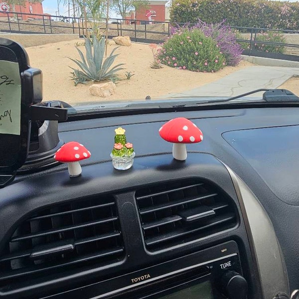 2pcs Small Mushroom Car Ornament,mushroom Car Dashboard Accessory ...