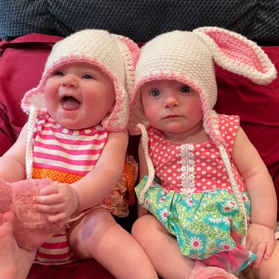 Bunny Hat Baby Rabbit Earflap Hat in Size 6 to 12 Months, Sizes New ...