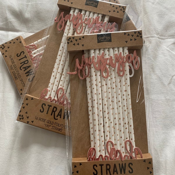 Rose Gold Yay Party Straws | Bachelorette Party Decorations | Pink ...