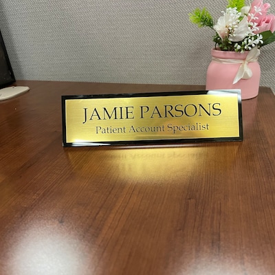 Executive Personalised Desk Name Plate, Custom Engraved Desk Sign ...