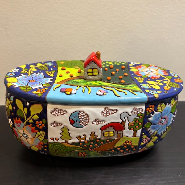 Mini Jewelry Boxes With Hedgehog Miniatures, Small Round Ceramic ...