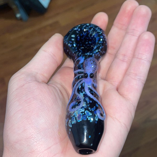 Glass Octopus Pipe - Purple & Black Hand Blown Smoking Pipe - Glass ...