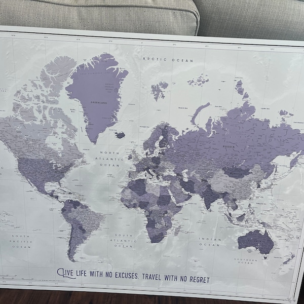 World Map for Travel Tracking - Framed Push Pin Map With ...