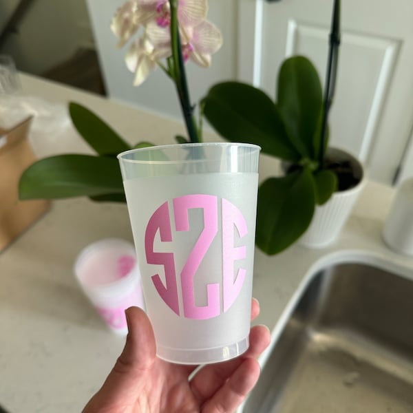 Custom Circle Monogram Party Cups, Personalized Shatterproof Cups ...