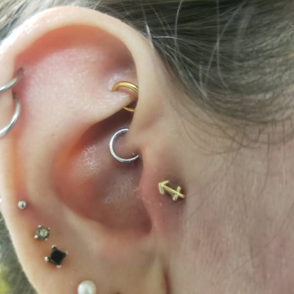 14K Solid Gold Skull Tragus Piercing,tragus Piercing, Daith Piercing, Stud Ear Piercing, 14K ...