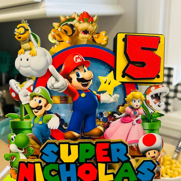 Super Mario Cake Topper, Mario Cake Topper Shaker With LED Lights ...