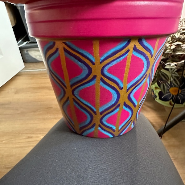 Hand Painted Indoor/outdoor Planter - Retro Floral Peace Sign - Flower ...