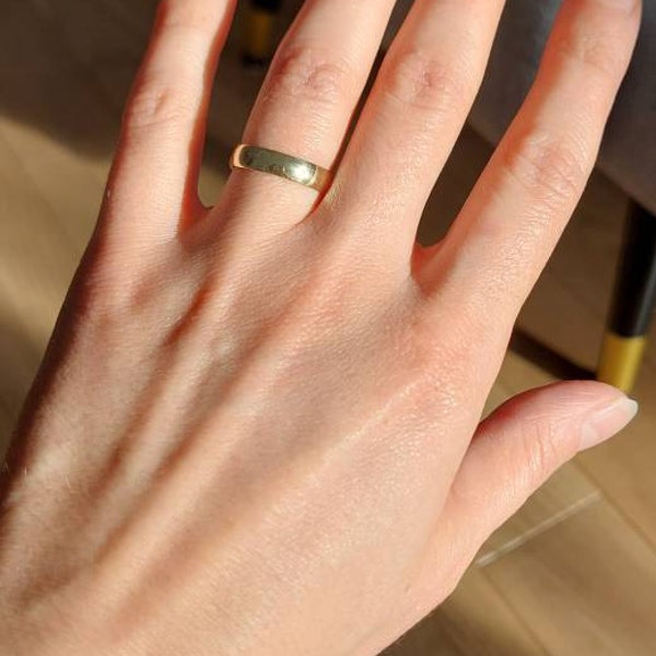 14K Solid Gold Slim Wedding Ring Set for Him & Her • Minimalist ...