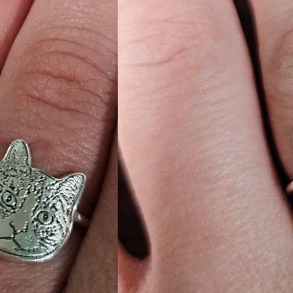 Custom Pet Portrait Ring Your Pet Ring Personalized Pet Ring Cat ...