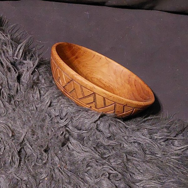 Wooden Carved Bowl [ Viking Age Medieval Wood Decorated Painted for ...